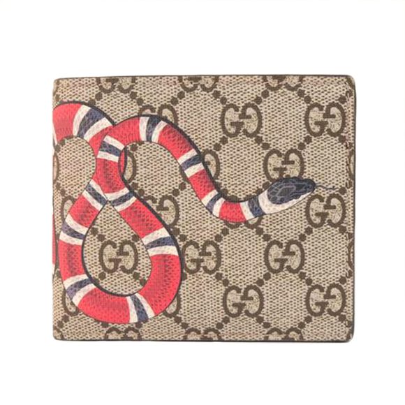 Gucci | Bags | Gucci Snake Print Gg Supreme Bifold Wallet Brown | Poshmark